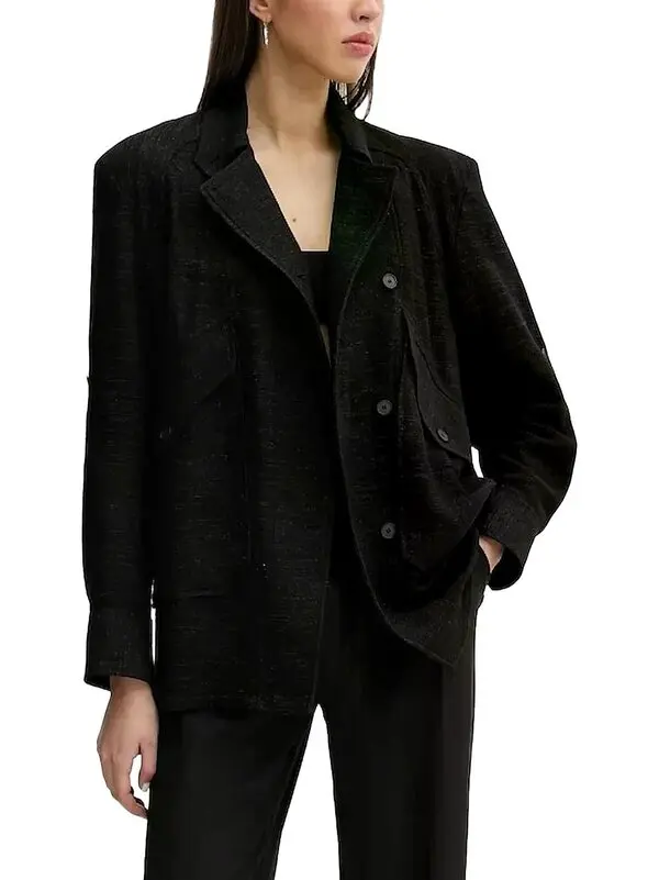 IRO PARIS Double-breasted Lurex Overshirt - Black