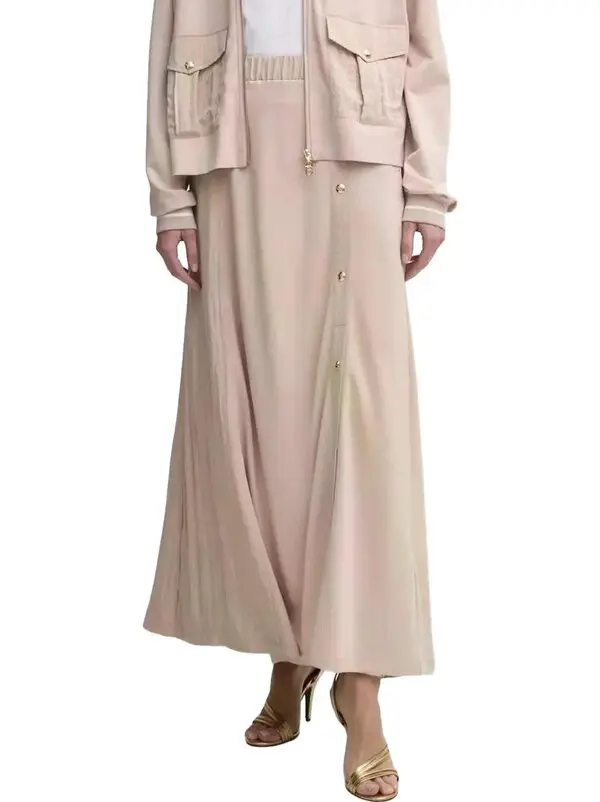 Liu Jo Pleated A-line Midi Skirt With Button Detailing - Neutrals