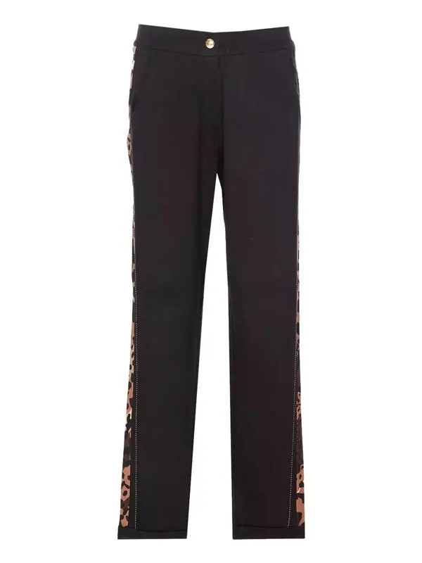 Liu Jo Leopard-print Paneled Trousers - Black