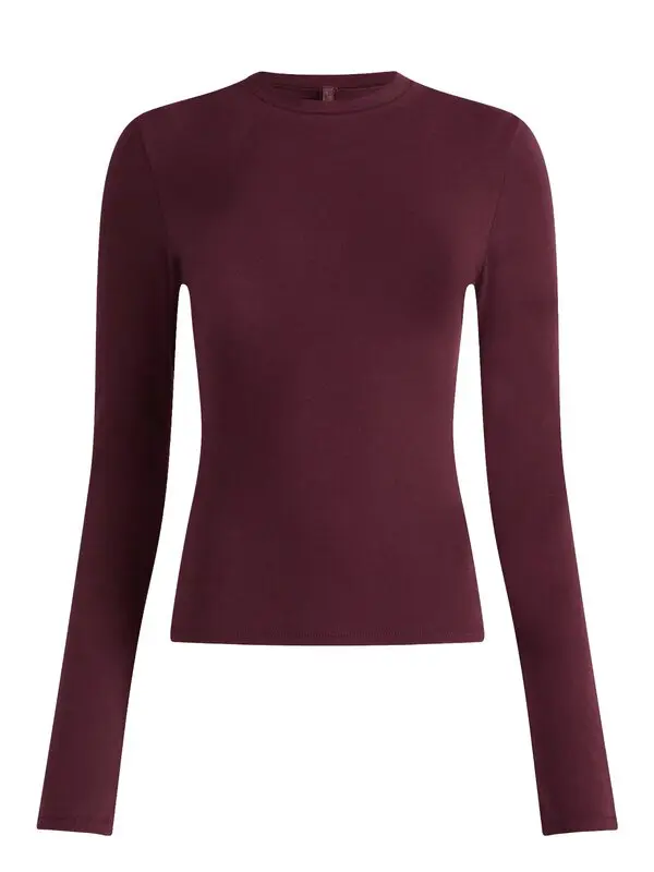 SKIMS Cotton Jersey Long Sleeve T-shirt - Currant