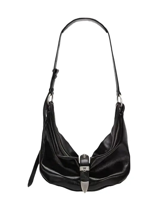 MARGESHERWOOD Medium Crescent Shoulder Bag With Buckle - Black