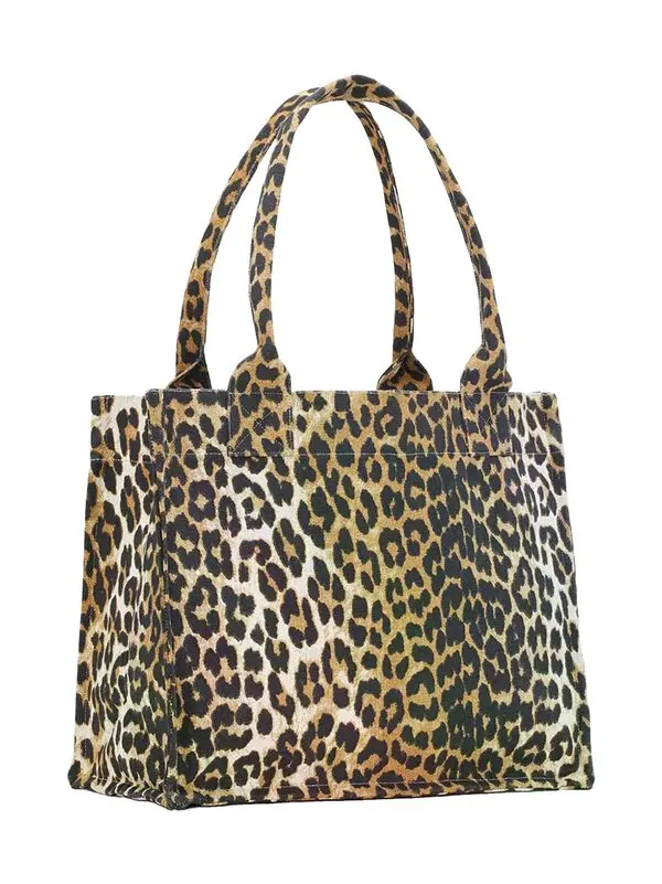 GANNI Leopard-print Canvas Tote Bag - Neutrals