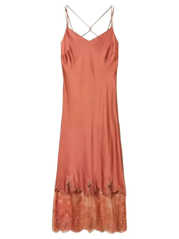 TWINSET Lace-trimmed Midi Slip Dress - Orange