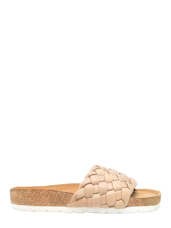 BUGATTI Woven Leather Flat Sandals - Brown