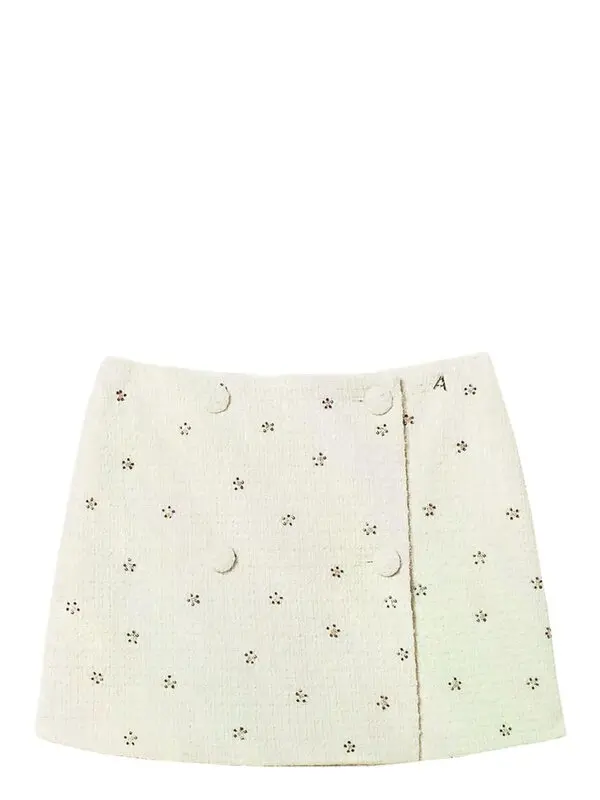 TWINSET Embellished Bouclé Mini Skirt - White