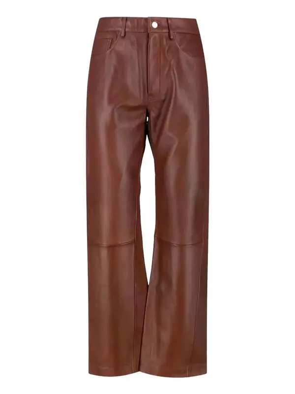 SUNFLOWER Straight Twist Leather Trousers - Brown