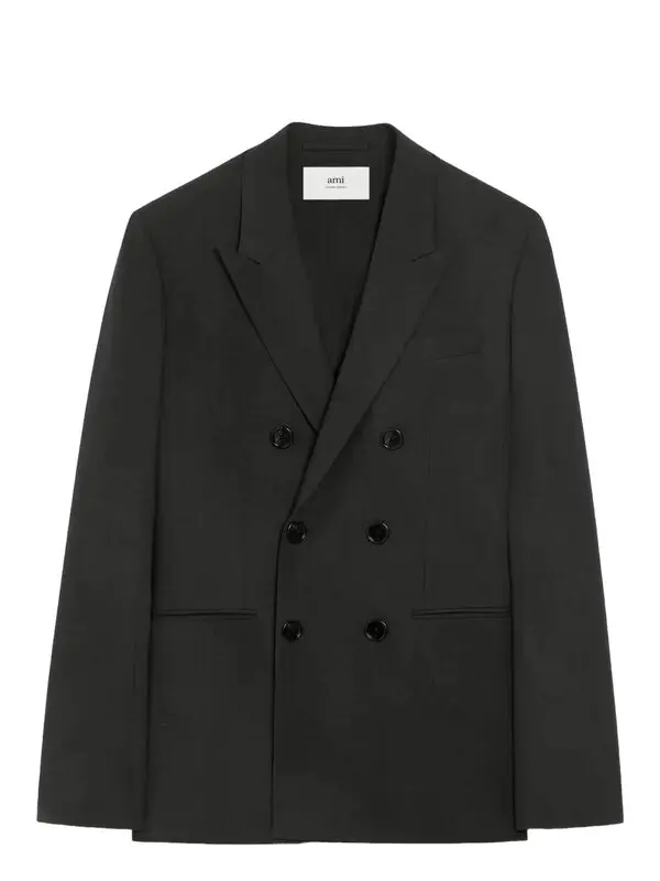 Ami Double-breasted Wool Jacket - Black
