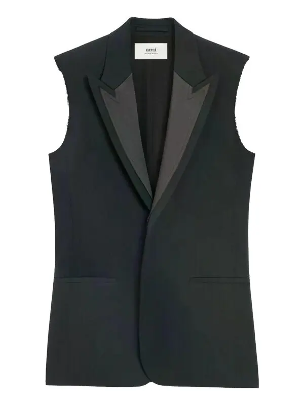 Ami Wool Sleeveless Gilet - Black