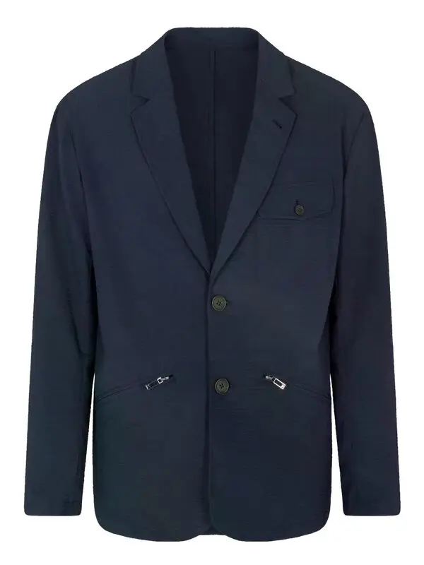 Emporio Armani Textured Zip-pockets Blazer - Blue