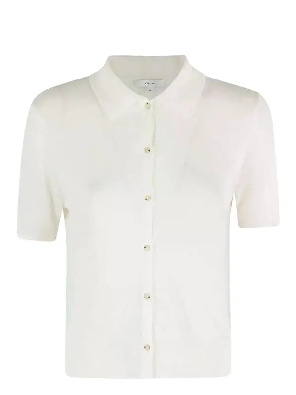 Vince Short-sleeve Button-down Cardigan - Neutrals