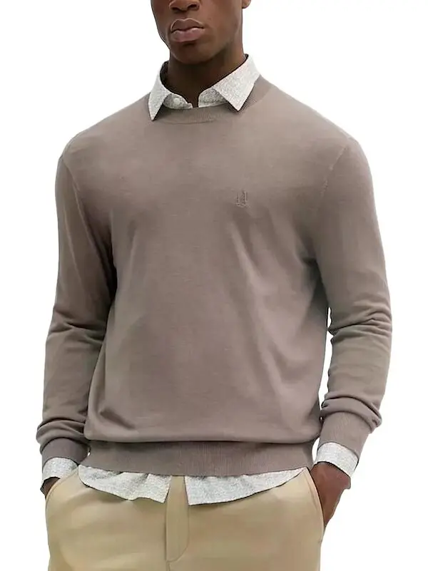Armani Exchange Logo-embroidered Crew-neck Sweater - Neutrals