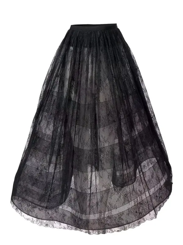 Carolina Herrera Lace-panelled Pleated Midi Skirt - Black