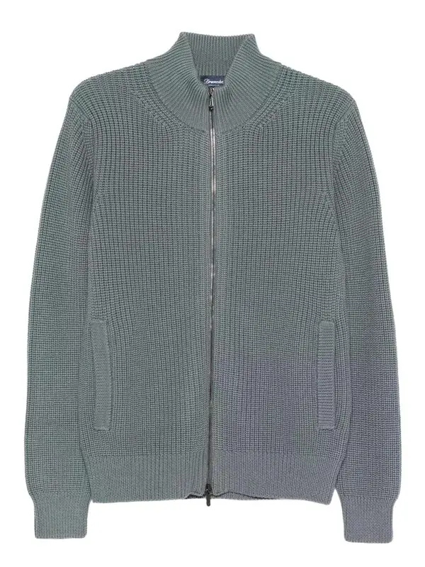 DRUMOHR Zip-front Wool Cardigan - Green