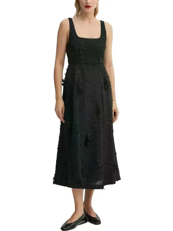 Munthe Floral-embroidered A-line Maxi Dress - Black