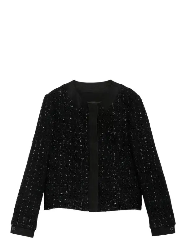 Emporio Armani Button-detail Tweed Jacket - Black
