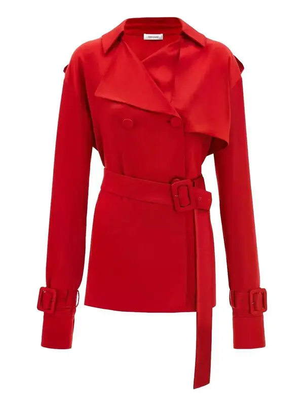 FERRAGAMO Belted Trench Coat - Red