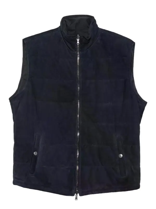 BARBA NAPOLI Quilted Suede Gilet - Blue