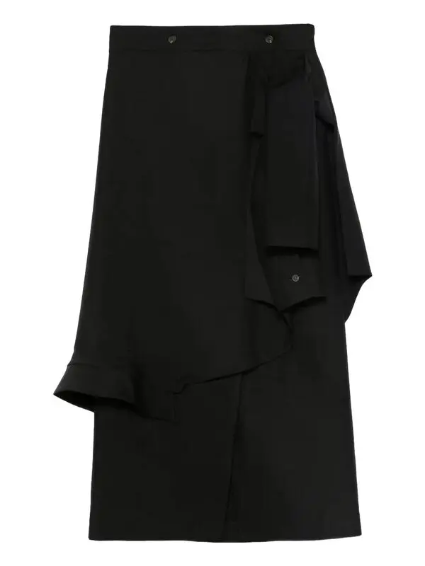 RÓHE Asymmetric Ruffled Midi Skirt - Black