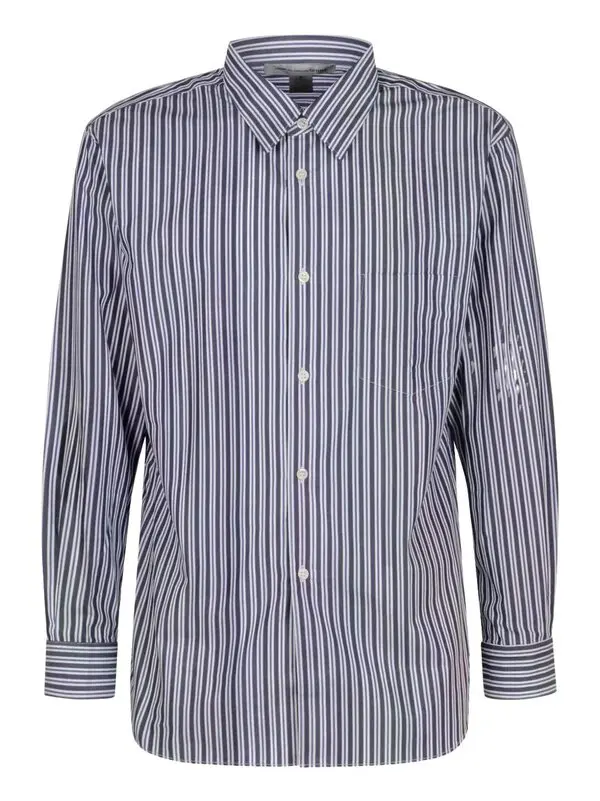 Comme Des Garçons Striped Patch-pocket Shirt - White