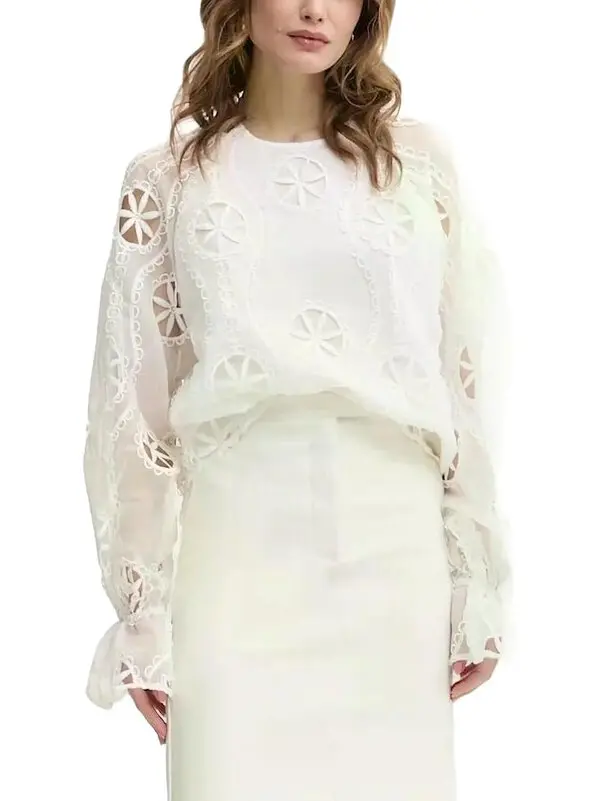 Bardot Embroidered-pattern Blouse - White