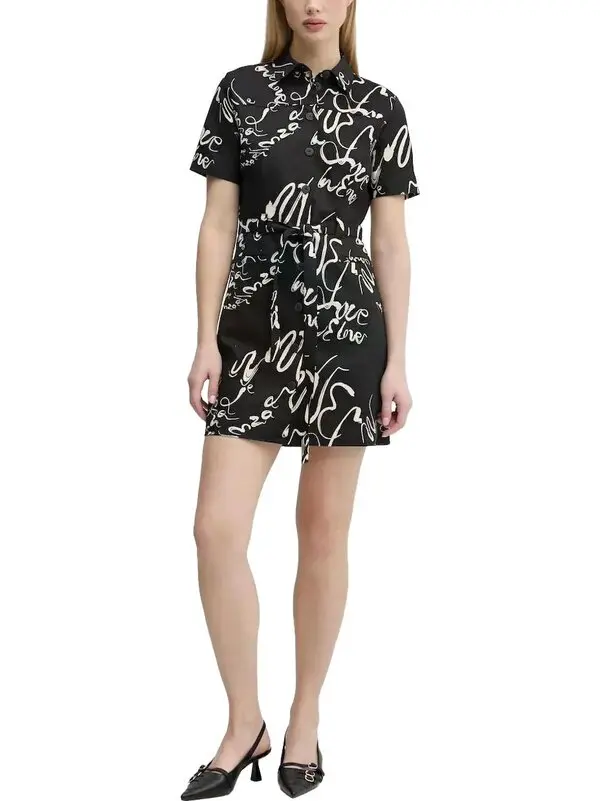 Desigual Script-print Shirt Dress - Black