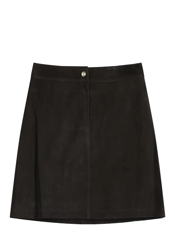 NOTHING WRITTEN Rona Suede A-line Skirt - Dark Brown