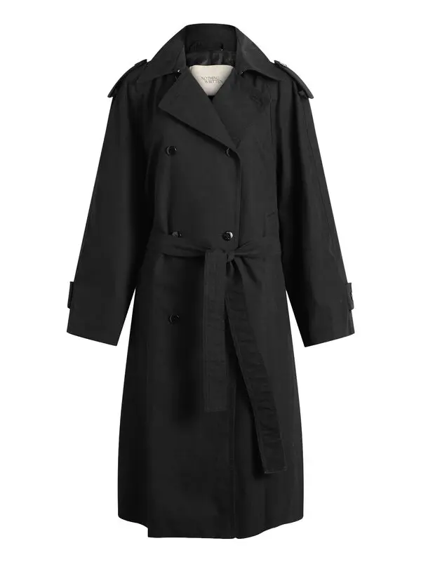 NOTHING WRITTEN Oversized Double-breasted Trench Coat - Black