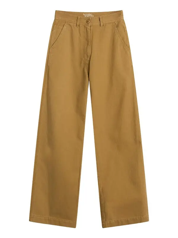 NOTHING WRITTEN Paan Cotton Work Pants - Khaki