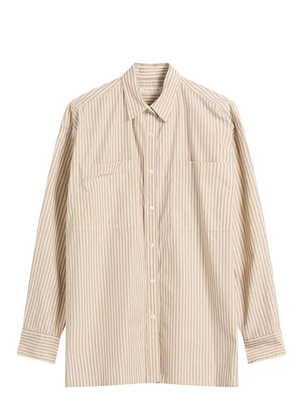 NOTHING WRITTEN Toro Oversized Striped Shirt - Beige
