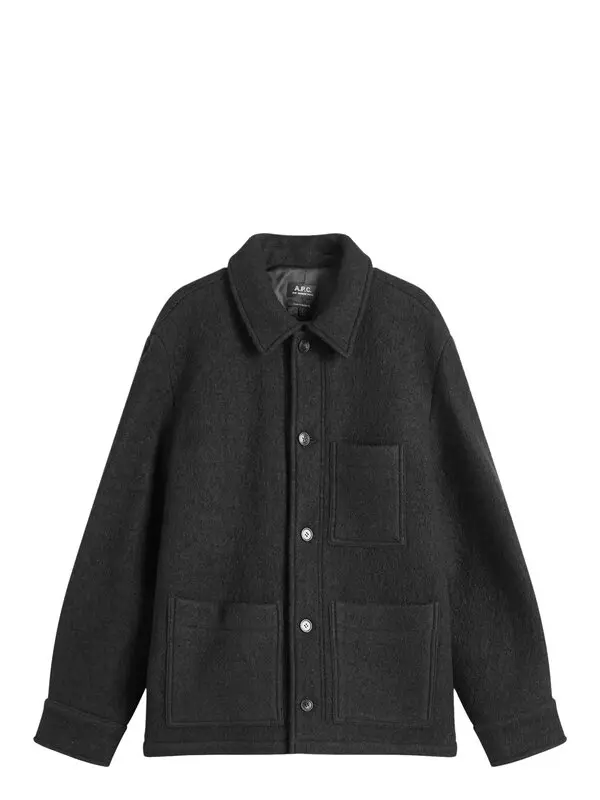 A.p.c. Emile Felted Wool Chore Jacket - Black