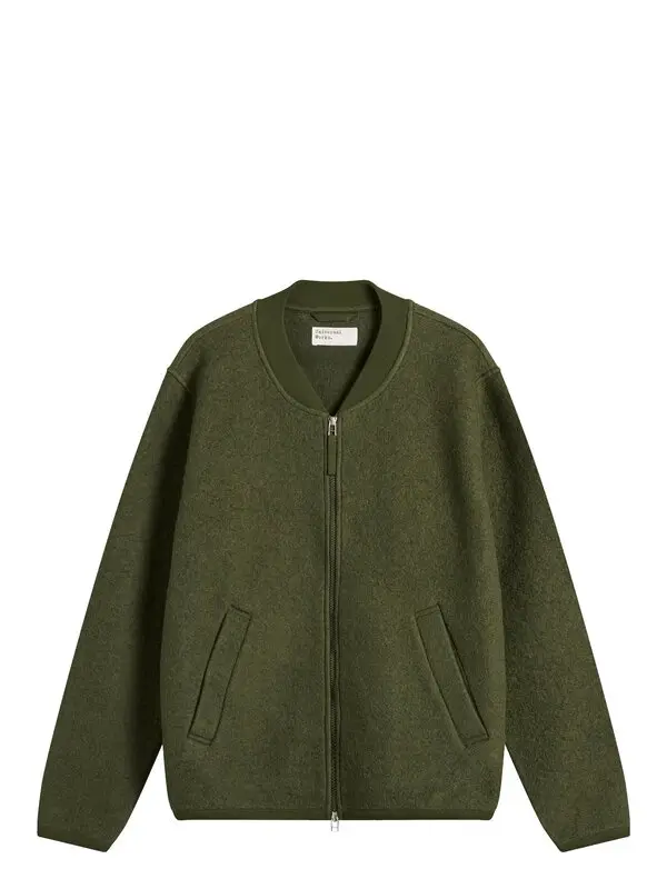 Universal Works Wool Fleece Zip Bomber Jacket - Olive