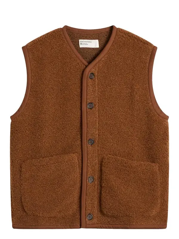 Universal Works Alvar Fleece Lancaster Gilet - Cumin