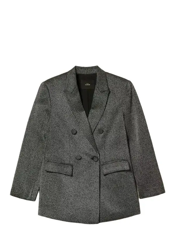TWINSET Herringbone Double-breasted Blazer - Grey