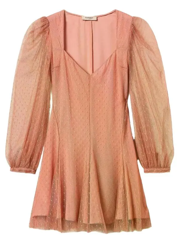TWINSET Tulle Puff-sleeve Mini Dress - Pink