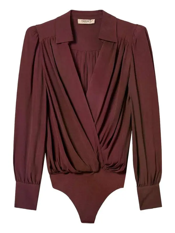 TWINSET Wrap-effect Puff-sleeve Bodysuit - Red