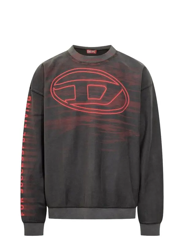 Diesel Crew Neck Sweatshirt With Logo Graphic - Grey