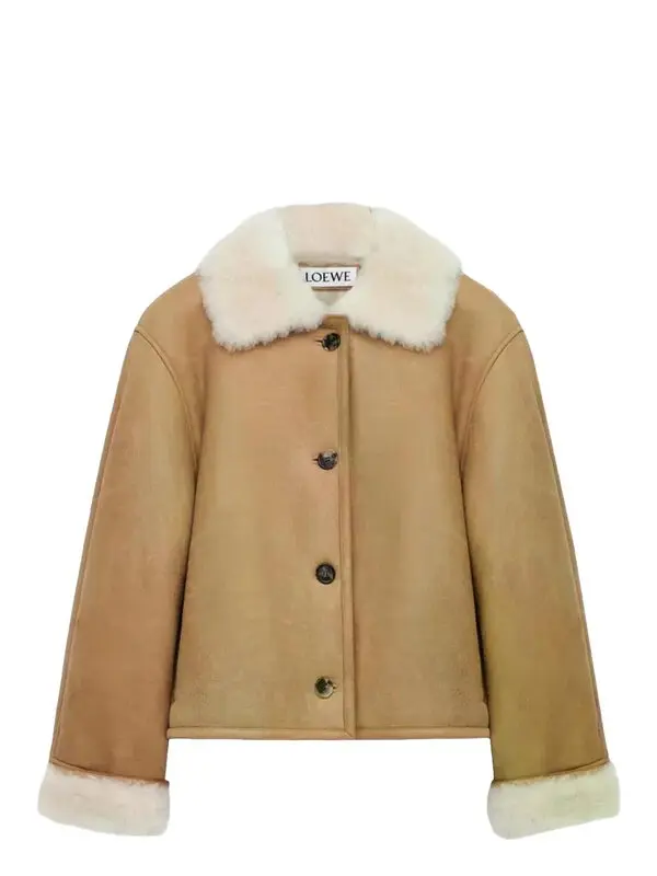 Loewe Shearling-collared Button Jacket - Neutrals