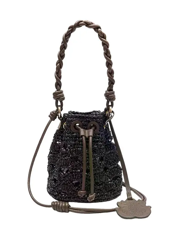 ISLA Braided-handle Crochet Mini Bag - Black