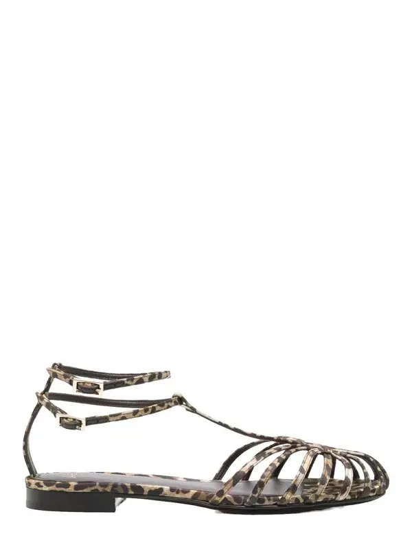 ALEVI MILANO Leopard-print Caged Sandals - Brown
