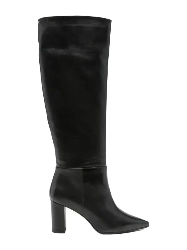 THEA MIKA 80mm Leather Block-heel Boots - Black