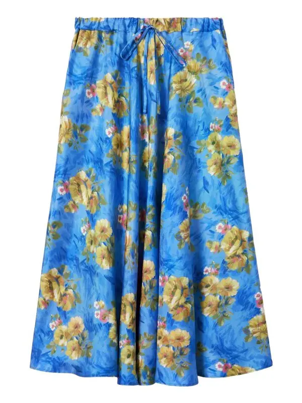 La DoubleJ Floral-print A-line Skirt - Blue
