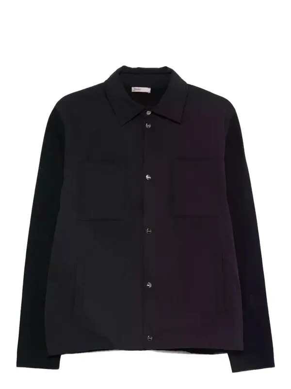Herno Buttoned Jacket With Knitted Sleeves - Blue