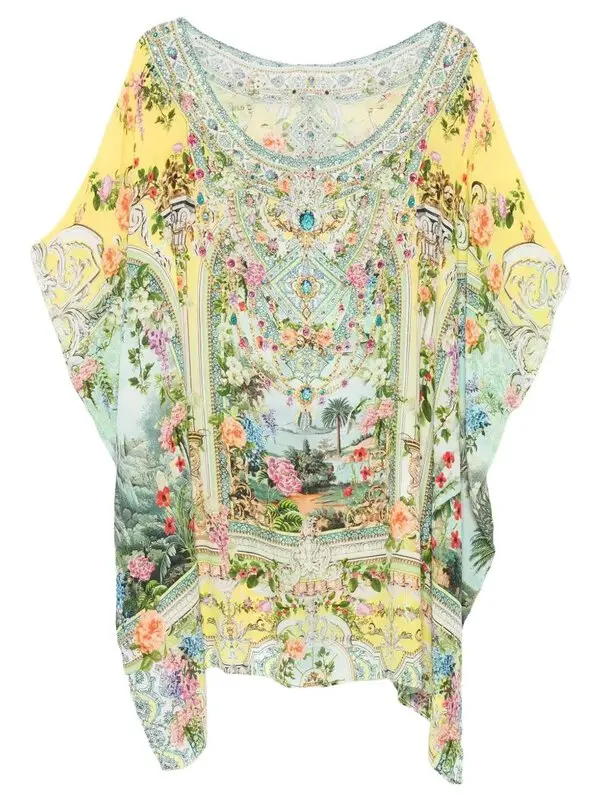 Camilla Embellished Floral-print Mini Dress - Yellow