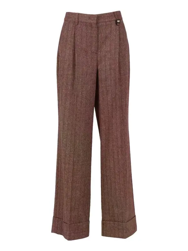 Lorena Antoniazzi Pleated Herringbone Trousers - Brown