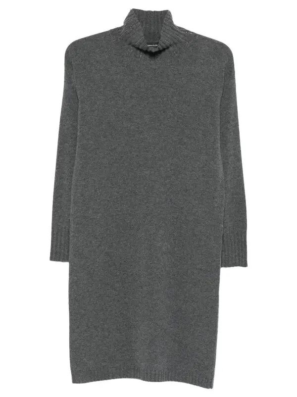 Fabiana Filippi Embellished-neckline Turtleneck Mini Dress - Grey