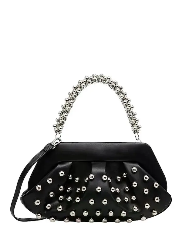 THEMOIRE Beaded-handle Studded Clutch - Black
