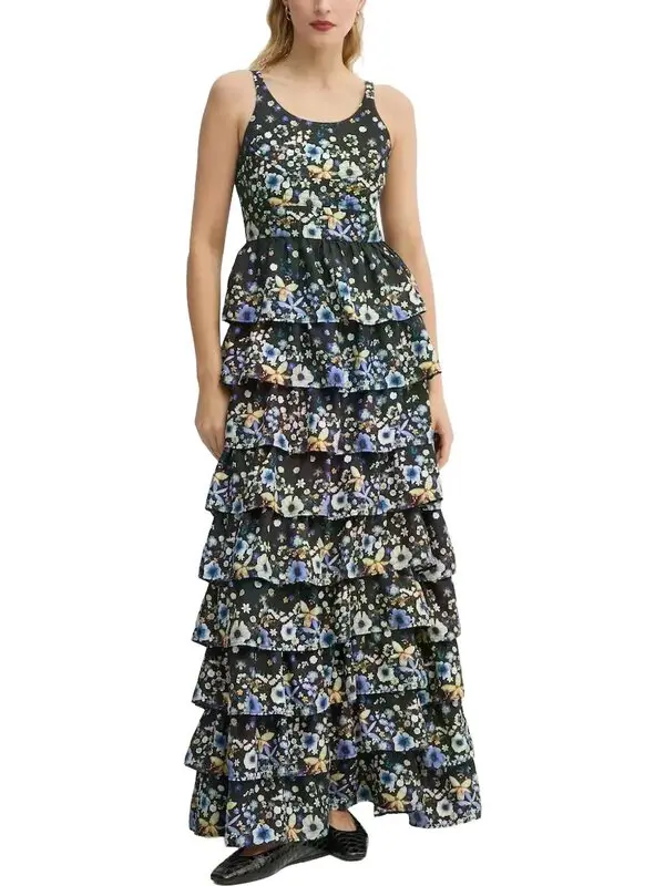 Munthe Floral-print Tiered Maxi Dress - Black