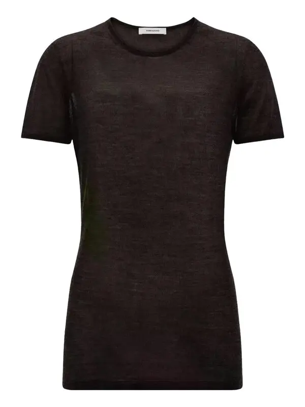 FERRAGAMO Crew-neck Knitted T-shirt - Brown