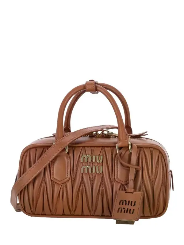 Miu Miu Arcadie Matelassé Nappa Leather Bag - Brown