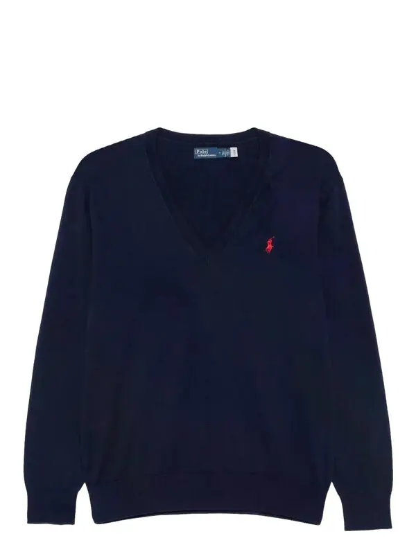Polo Ralph Lauren V-neck Embroidered Sweater - Blue